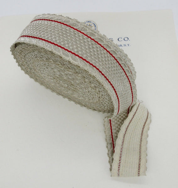 Silver w/2 Red Stripes Metallic Trim – Tinsel Trading