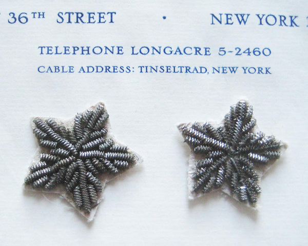 Pewter Color Metallic Bullion Stars 2 pcs – Tinsel Trading
